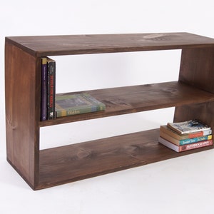 Rectangle Bookcase With Shelf Long Solid Wood Bookshelf Extra Storage ...