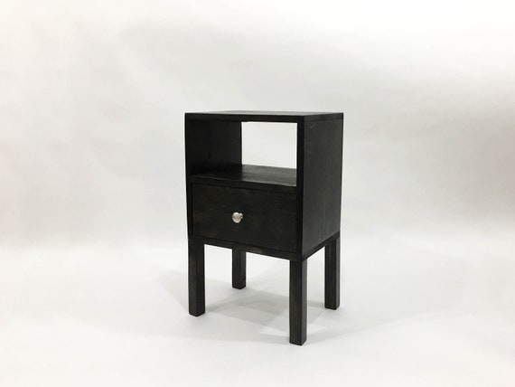 Black Nightstand With Drawer Modern Table Rustic Table Bedside Table Reclaimed Wood Side Table End Table with Drawer Etsy