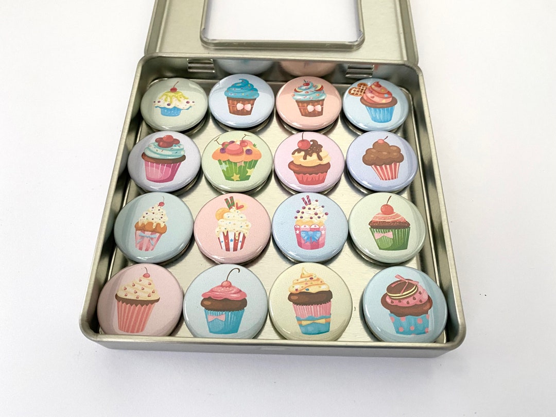 Cupcake 16 Magnet Set on Pastel Colors - Etsy