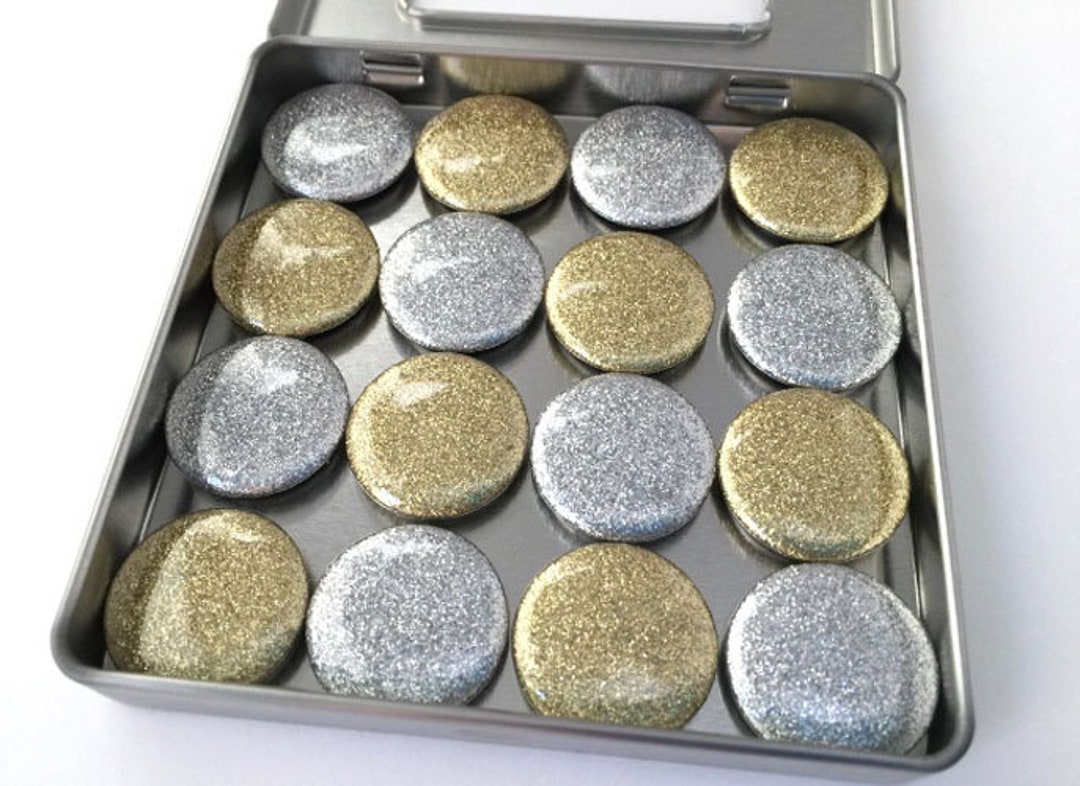 Silver and Gold Glitter Magnet Set - Etsy
