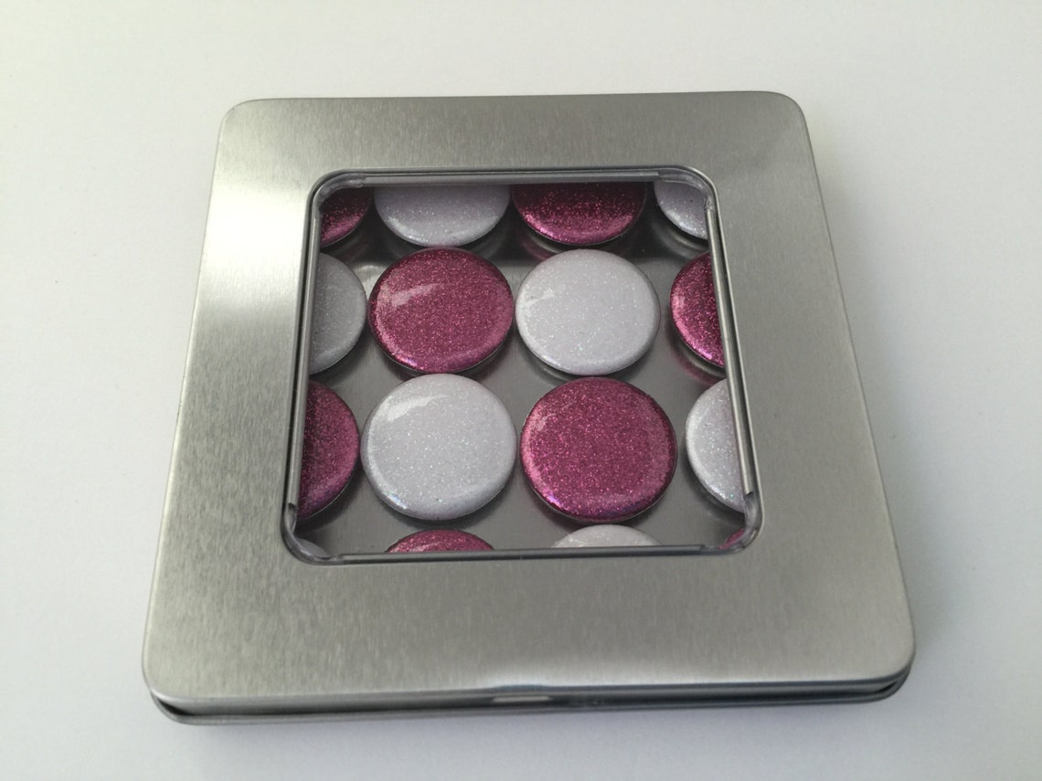 Pink and White Glitter Magnet Set - Etsy