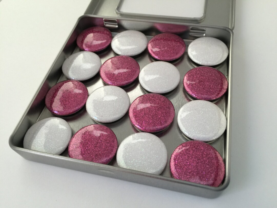 Pink and White Glitter Magnet Set - Etsy