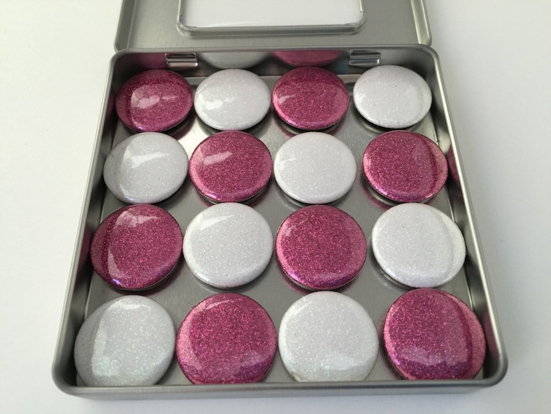 Pink and White Glitter Magnet Set - Etsy