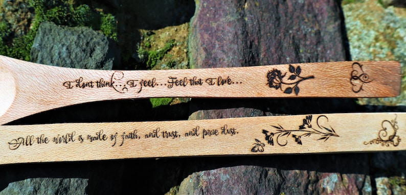 Laser Engraved Wooden Spoons, Handmade, Kitchen Decor, Pyrography ...