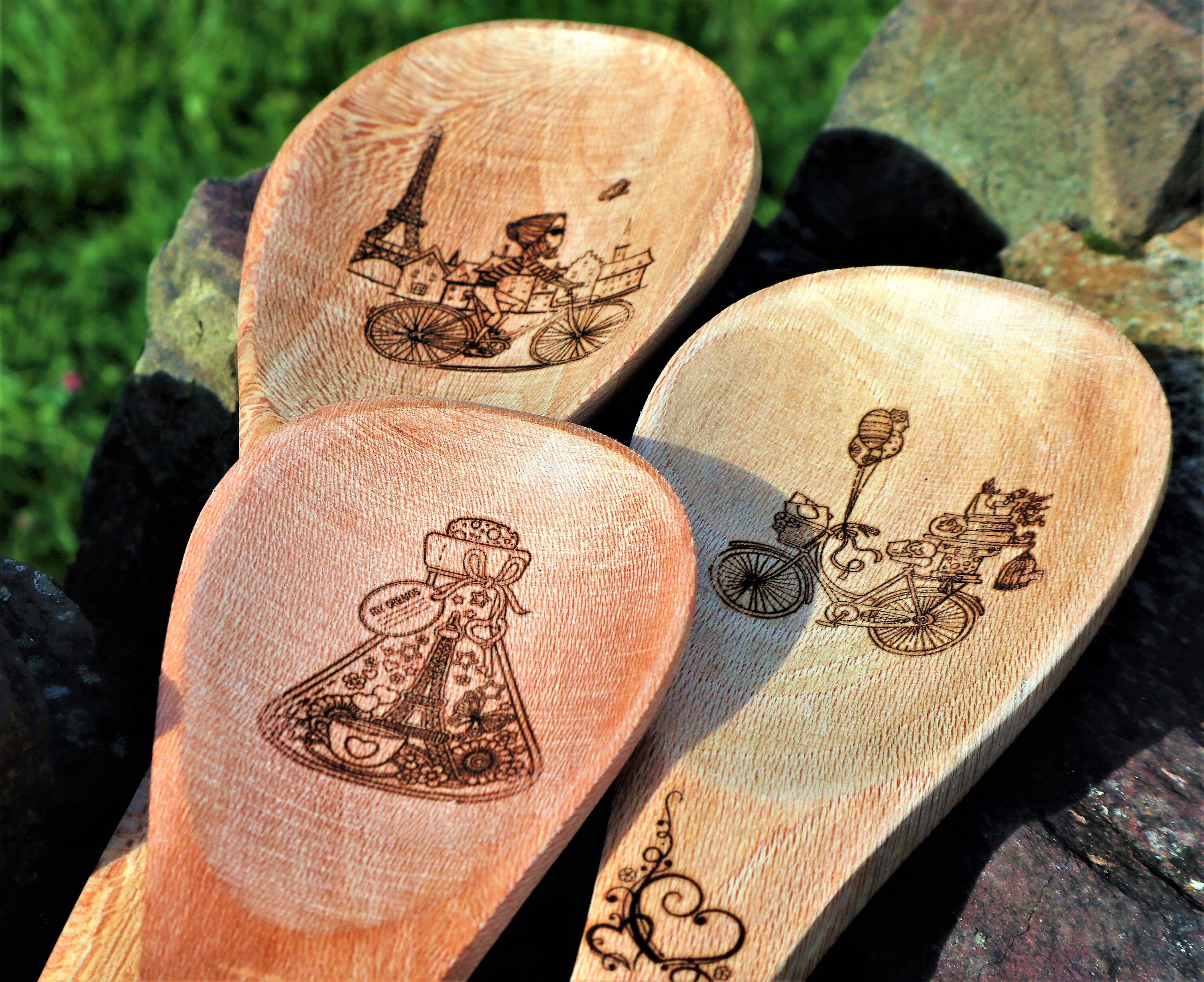 Laser Engraved Wooden Spoons, Handmade, Kitchen Decor, Pyrography ...