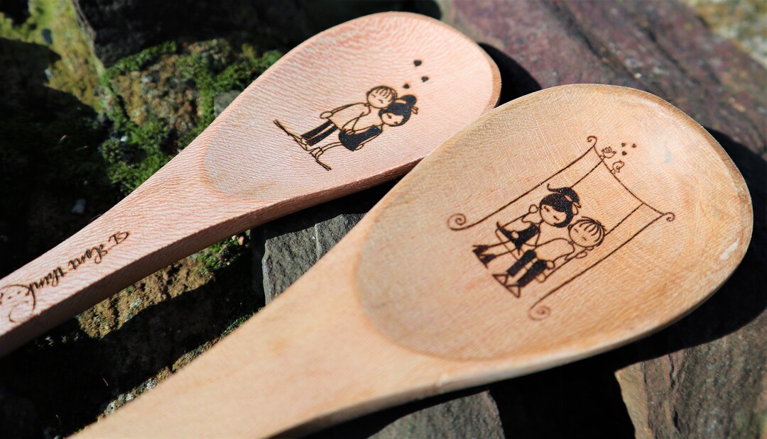Laser Engraved Wooden Spoons, Handmade, Kitchen Decor, Pyrography ...