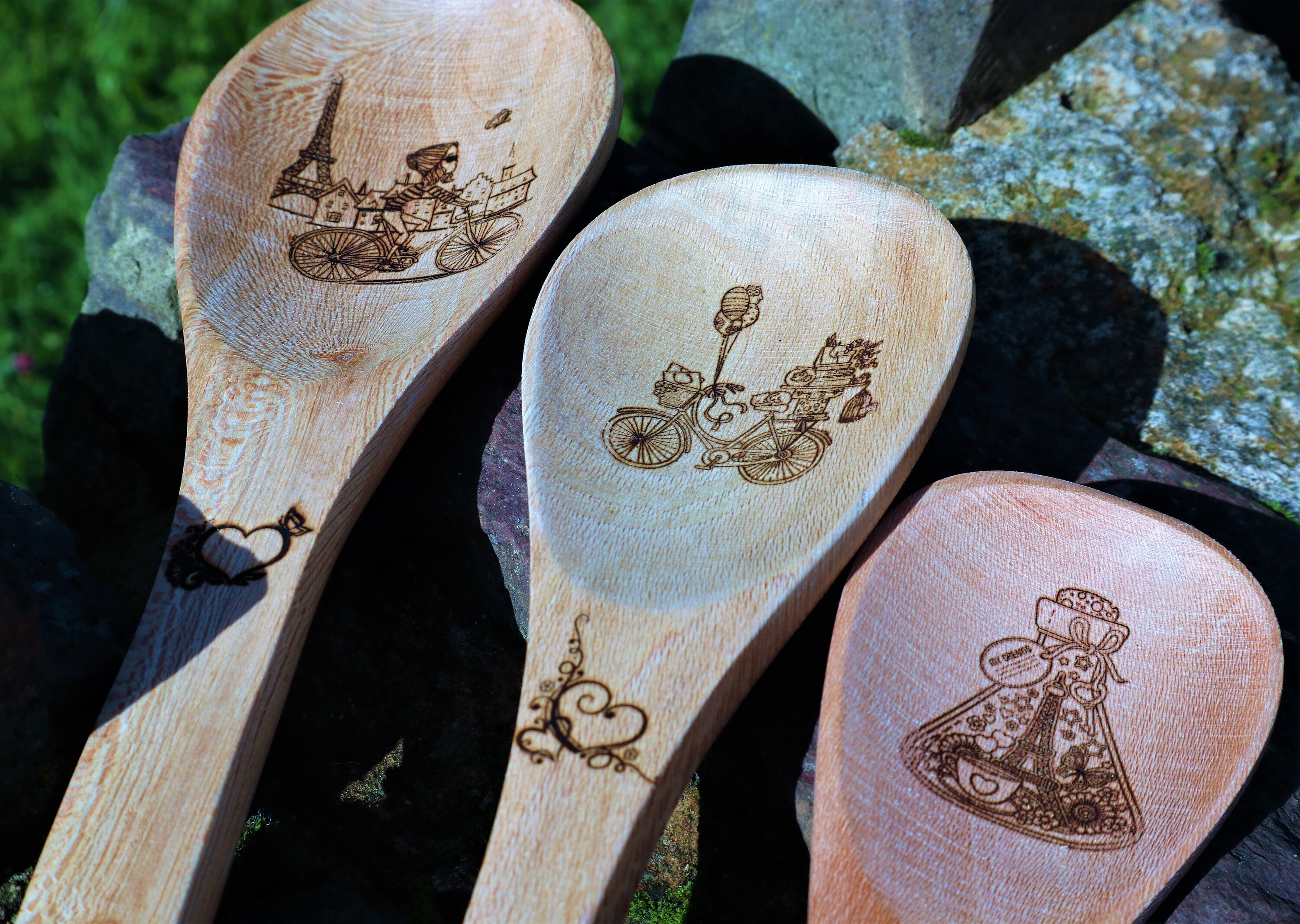 Laser Engraved Wooden Spoons, Handmade, Kitchen Decor, Pyrography ...