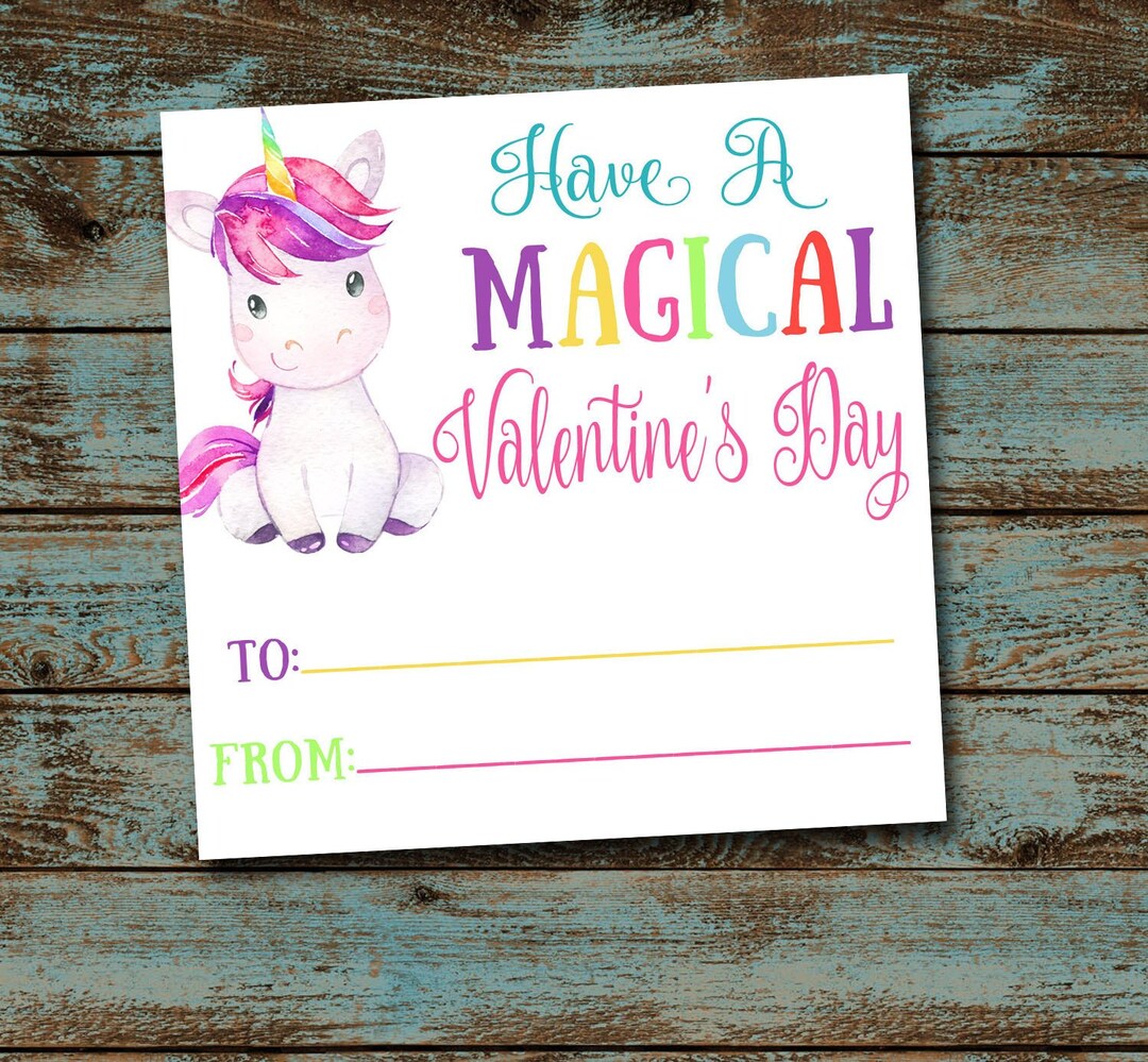 Magical Unicorn Valentine's Day Card, Kid's Valentines Day Card ...