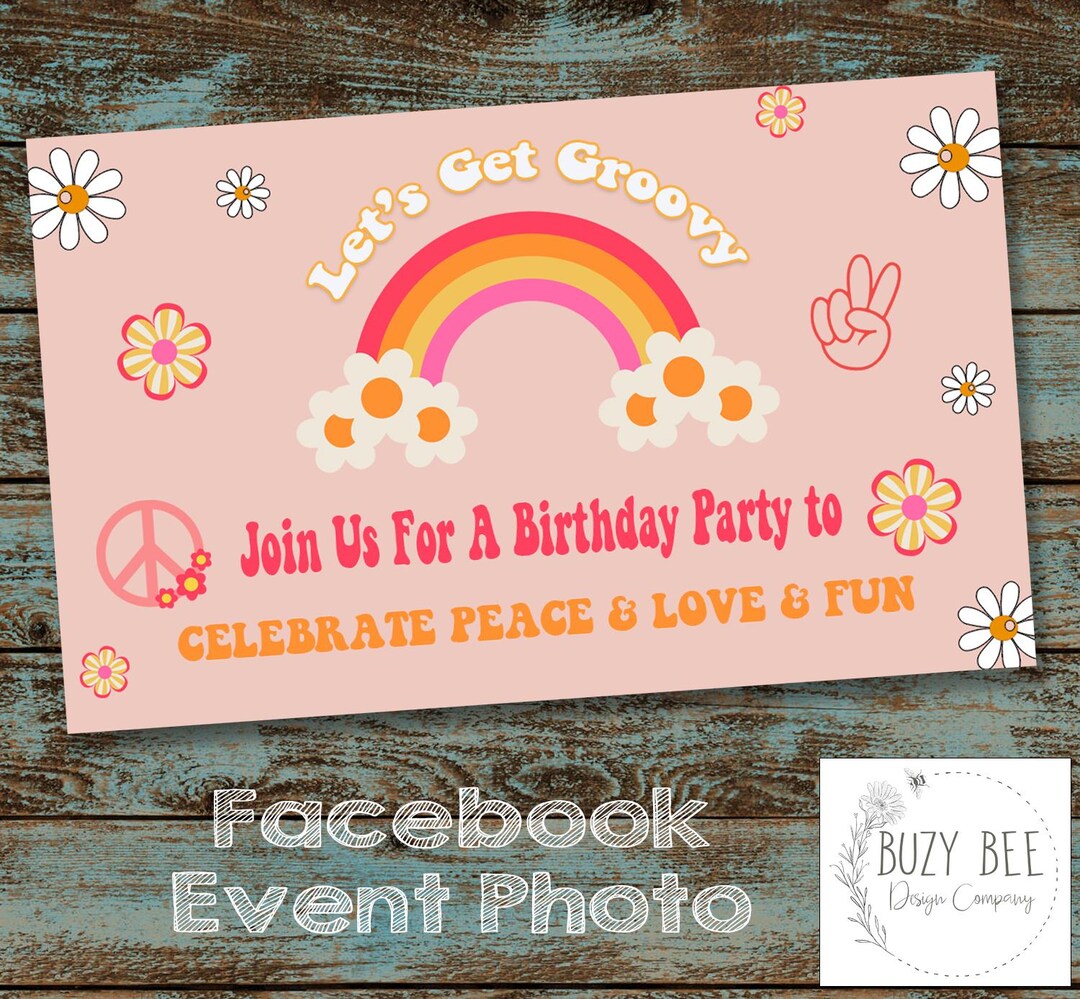 Groovy Birthday Facebook Event Photo, Hippie Invitation, Girl Birthday ...