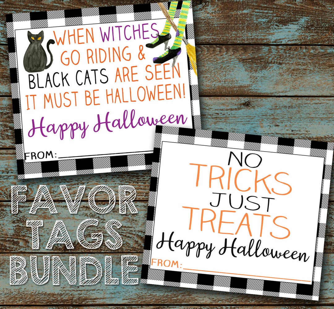 Halloween Party Favor, Halloween Gift Tag, Halloween Gift Card, Trick ...