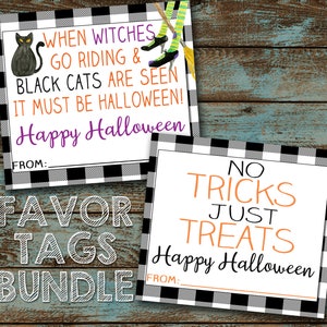 Halloween Party Favor, Halloween Gift Tag, Halloween Gift Card, Trick ...