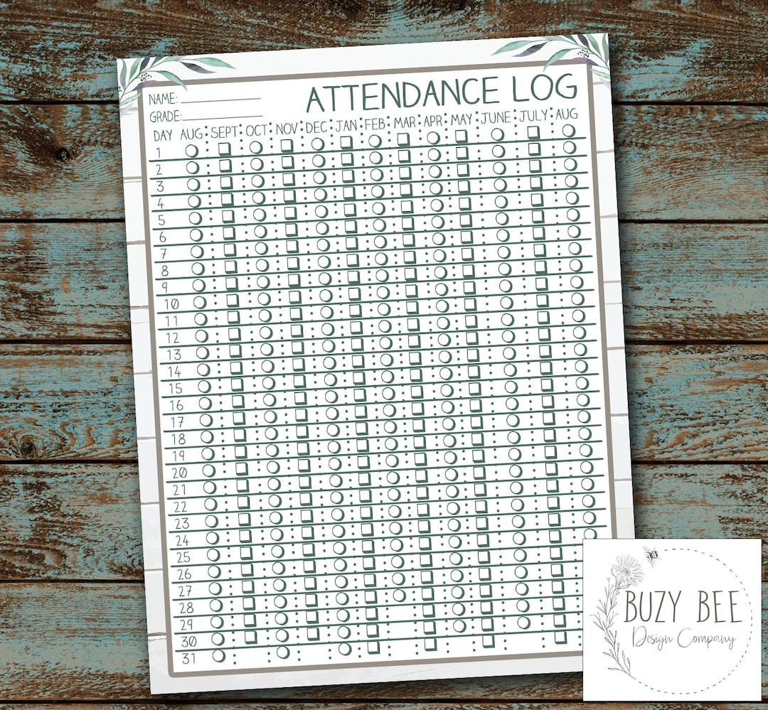 Homeschool Attendance Record Log , Attendance Sheet, Tracker Sheet ...