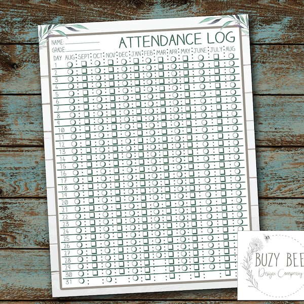 Homeschool Attendance Sheet - Etsy
