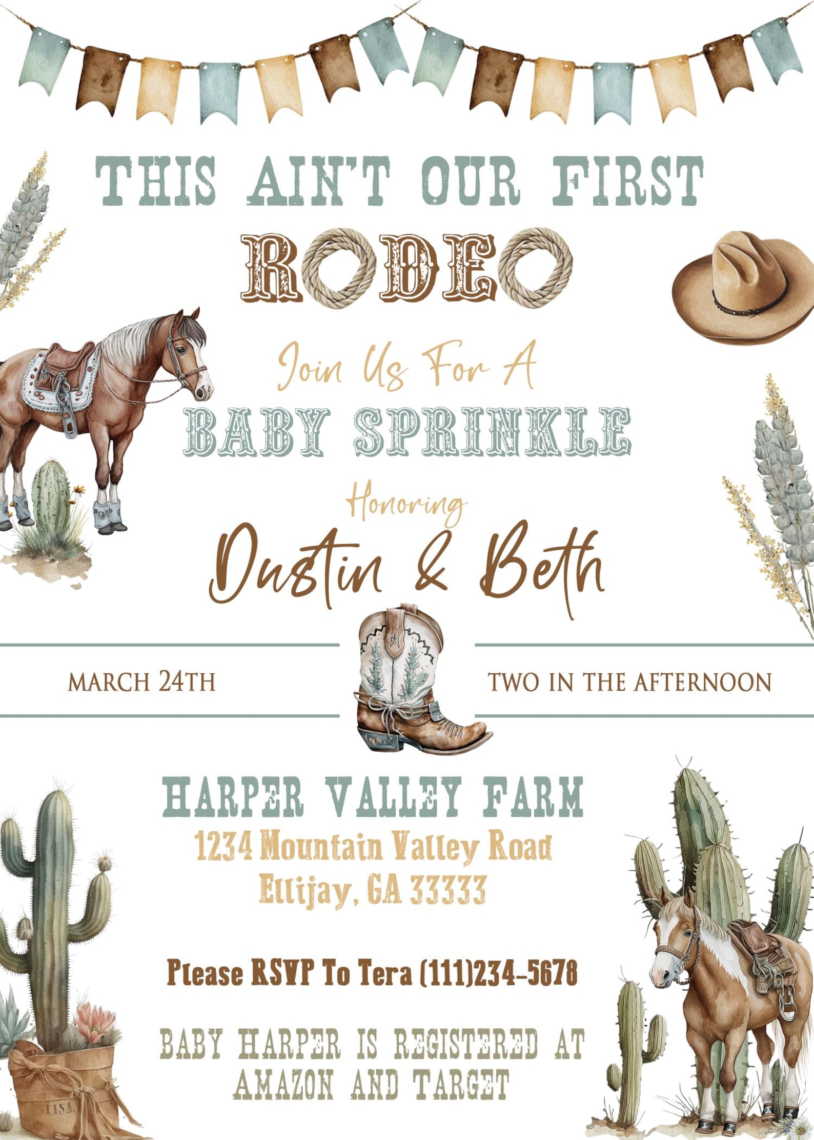 Ain't Our First Rodeo Sprinkle Invitation, Little Cowboy Sprinkle ...
