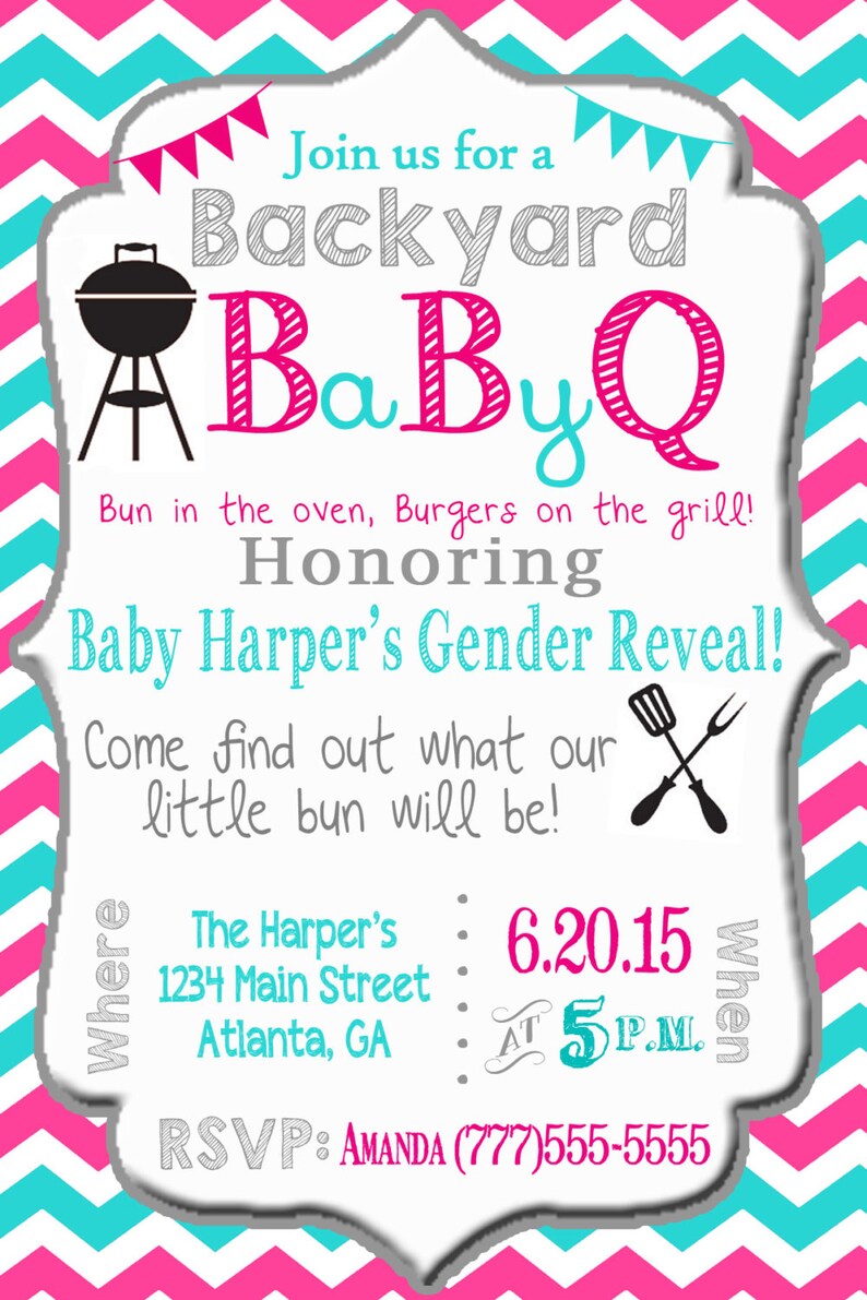 Baby BBQ Gender Reveal Baby Que Invitation Gender Reveal BBQ - Etsy