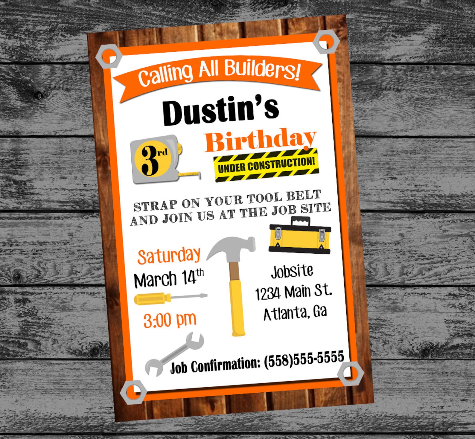 Tool Party Birthday Invitation, Construction Birthday Party, Home Depot ...