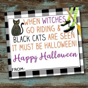 Halloween Party Favor, Halloween Gift Tag, Halloween Gift Card, Trick ...