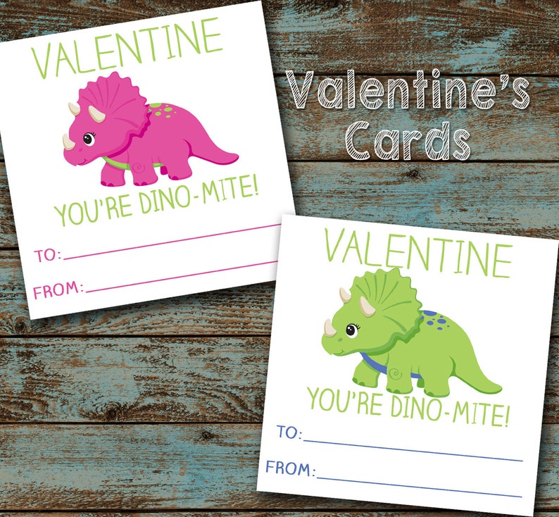 Dinosaur Valentine's Day Card, Kid's Valentines Day Card, Dino-mite ...