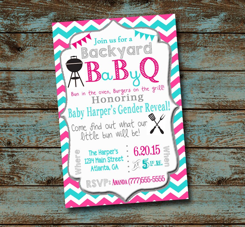 Baby BBQ Gender Reveal Baby Que Invitation Gender Reveal BBQ - Etsy