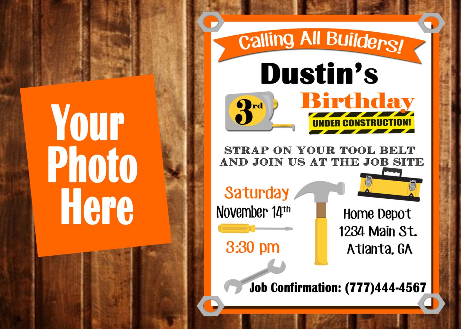 Tool Party Birthday Invitation Construction Birthday Party - Etsy