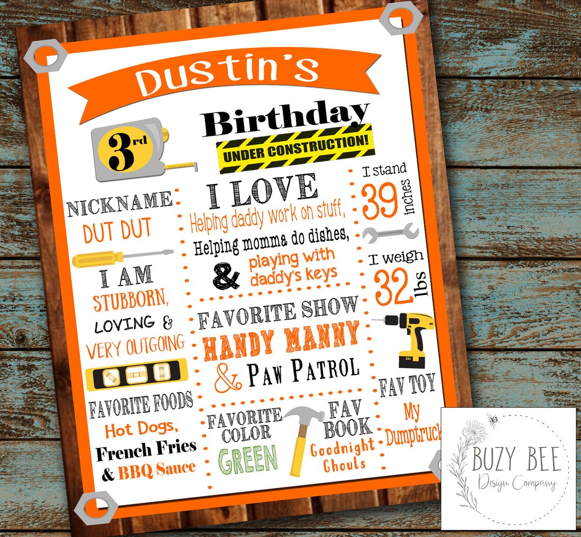 Tool Party Birthday Invitation Construction Birthday Party - Etsy
