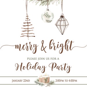 Merry & Bright Christmas Party Invitation, Holiday Party Invitation ...
