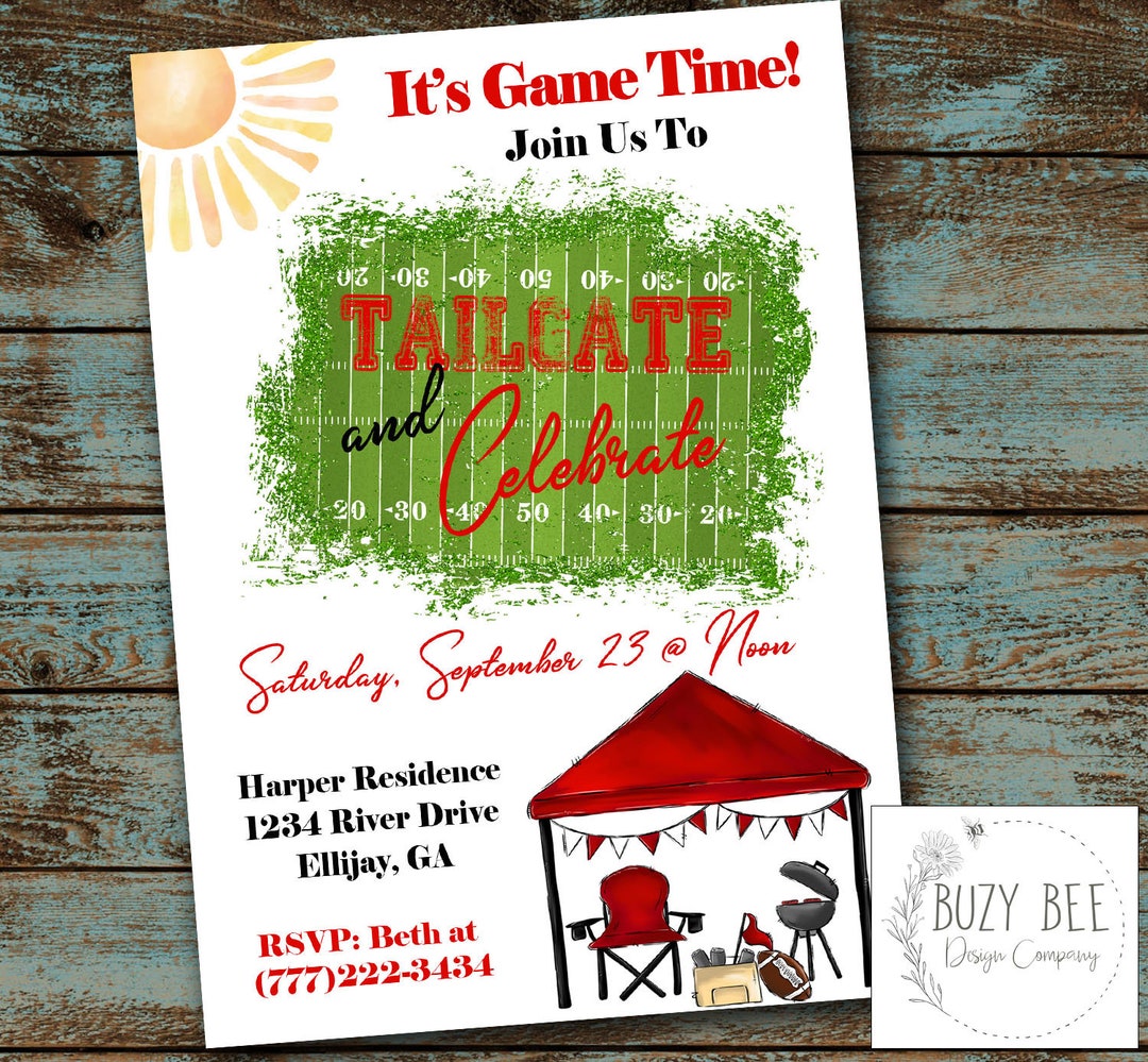 Tailgate and Celebrate Invitation, Football Party, Cookout, Fall ...
