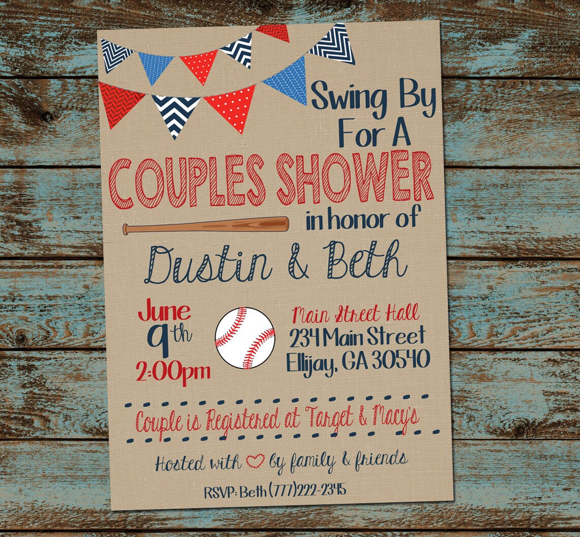 Baseball Couples Shower Invitation Wedding Shower Invitation - Etsy