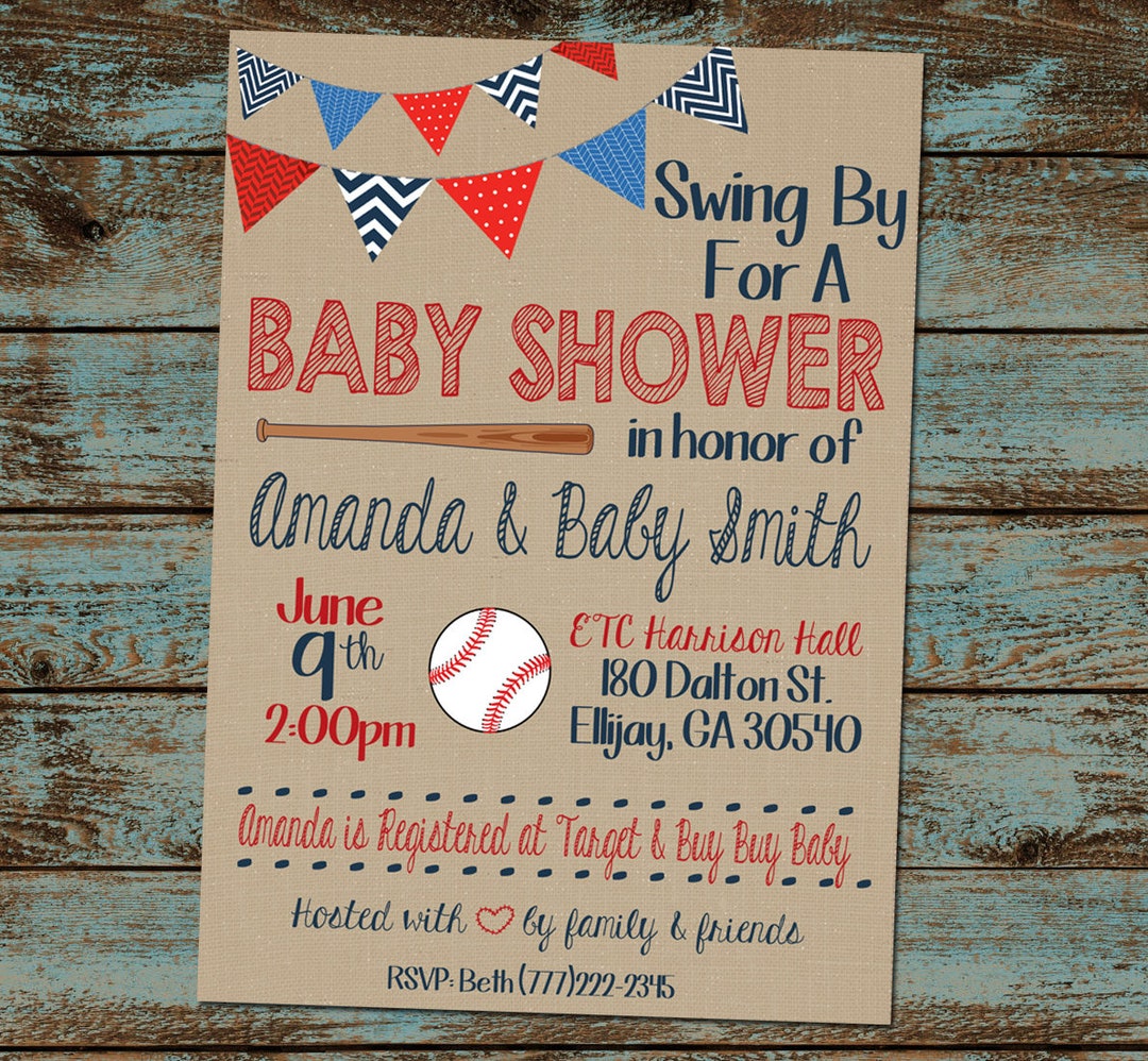 Baseball Baby Shower Invitation, Swing By, Baseball Shower,boy Shower ...