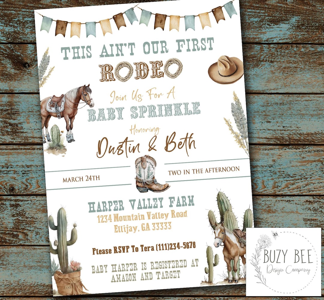 Ain't Our First Rodeo Sprinkle Invitation, Little Cowboy Sprinkle ...