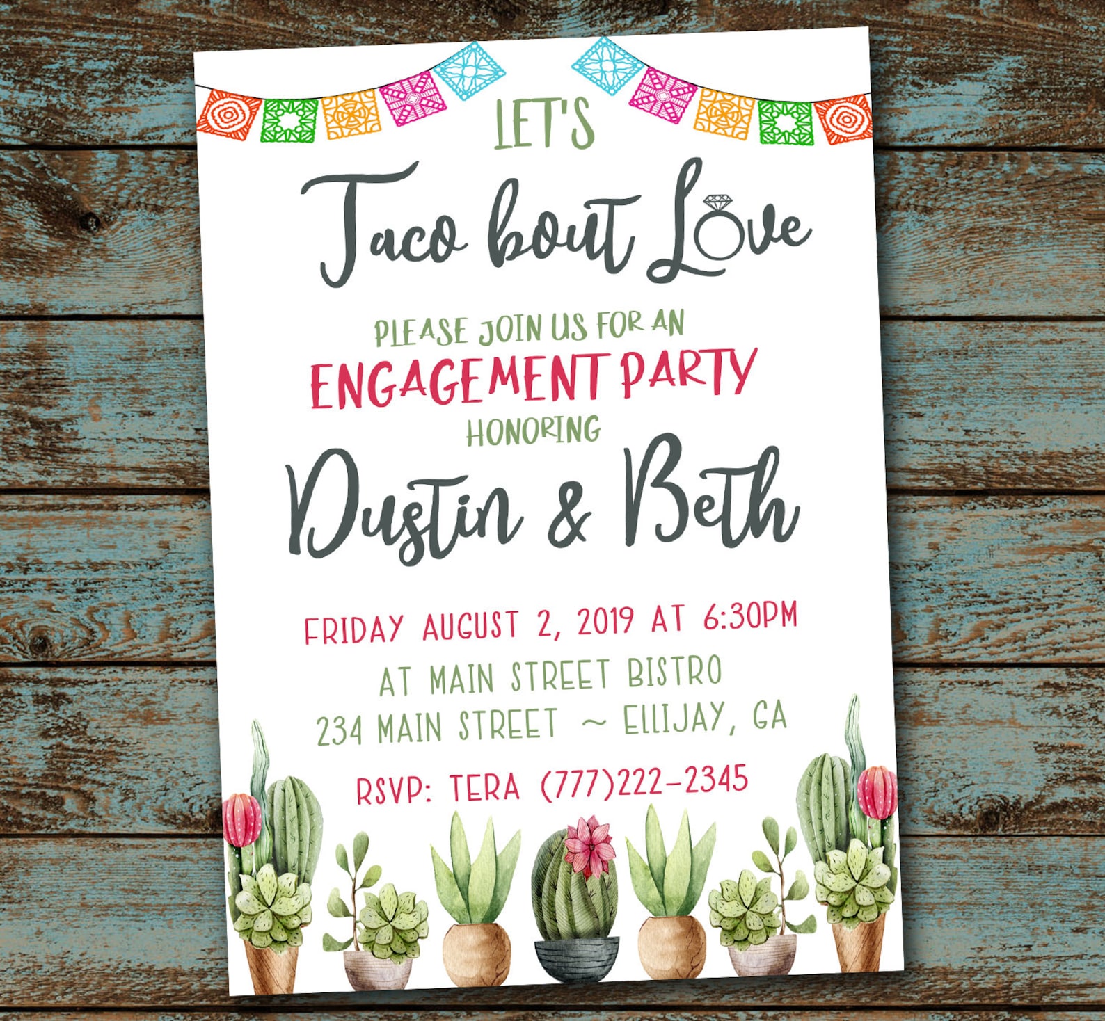 Let's Taco Bout Love Engagement Party Invitation, Engagement Invitation ...