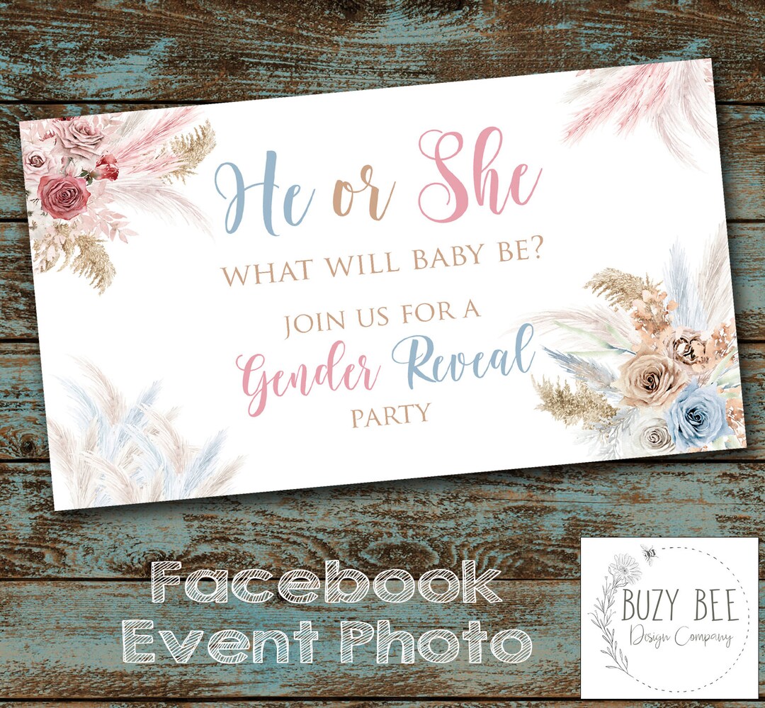 He or She What Will Baby Be Gender Reveal Facebook Event Header Image ...