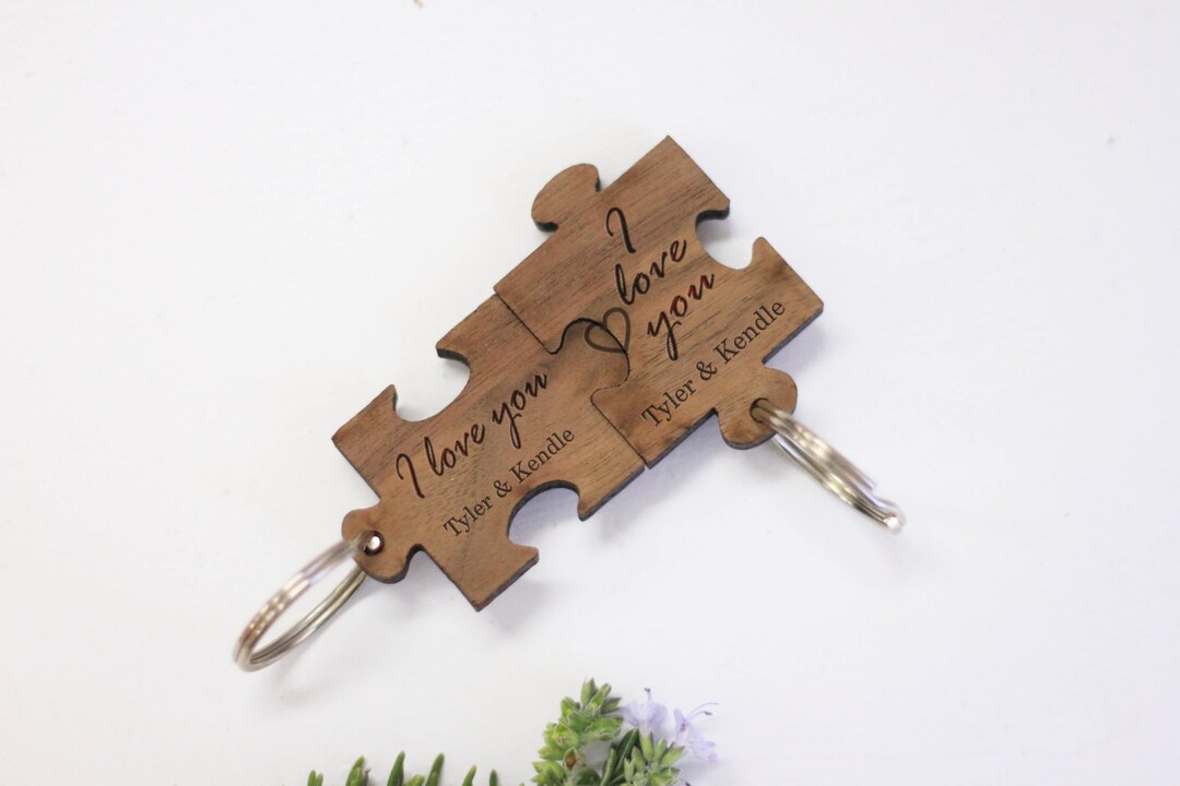 Puzzle Piece Keychains, Fit Together Puzzle Piece Keychain, Cute Wooden ...