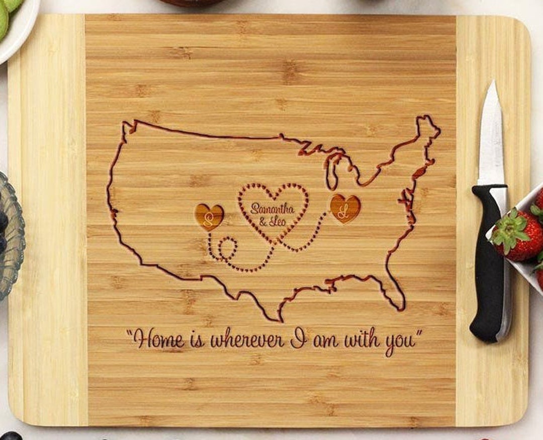Cutting Board, Personalized Cutting Board, United States Map, Wedding ...