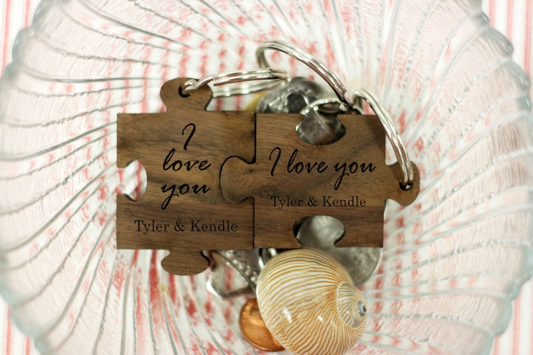 Puzzle Piece Keychains, Fit Together Puzzle Piece Keychain, Cute Wooden ...