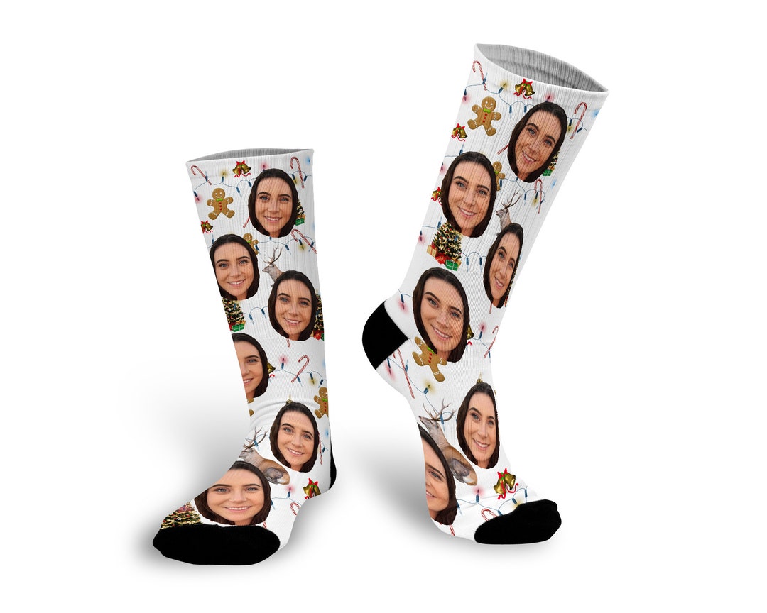 Custom Photo Socks, Christmas Socks, Xmas Socks, , Holiday Socks ...