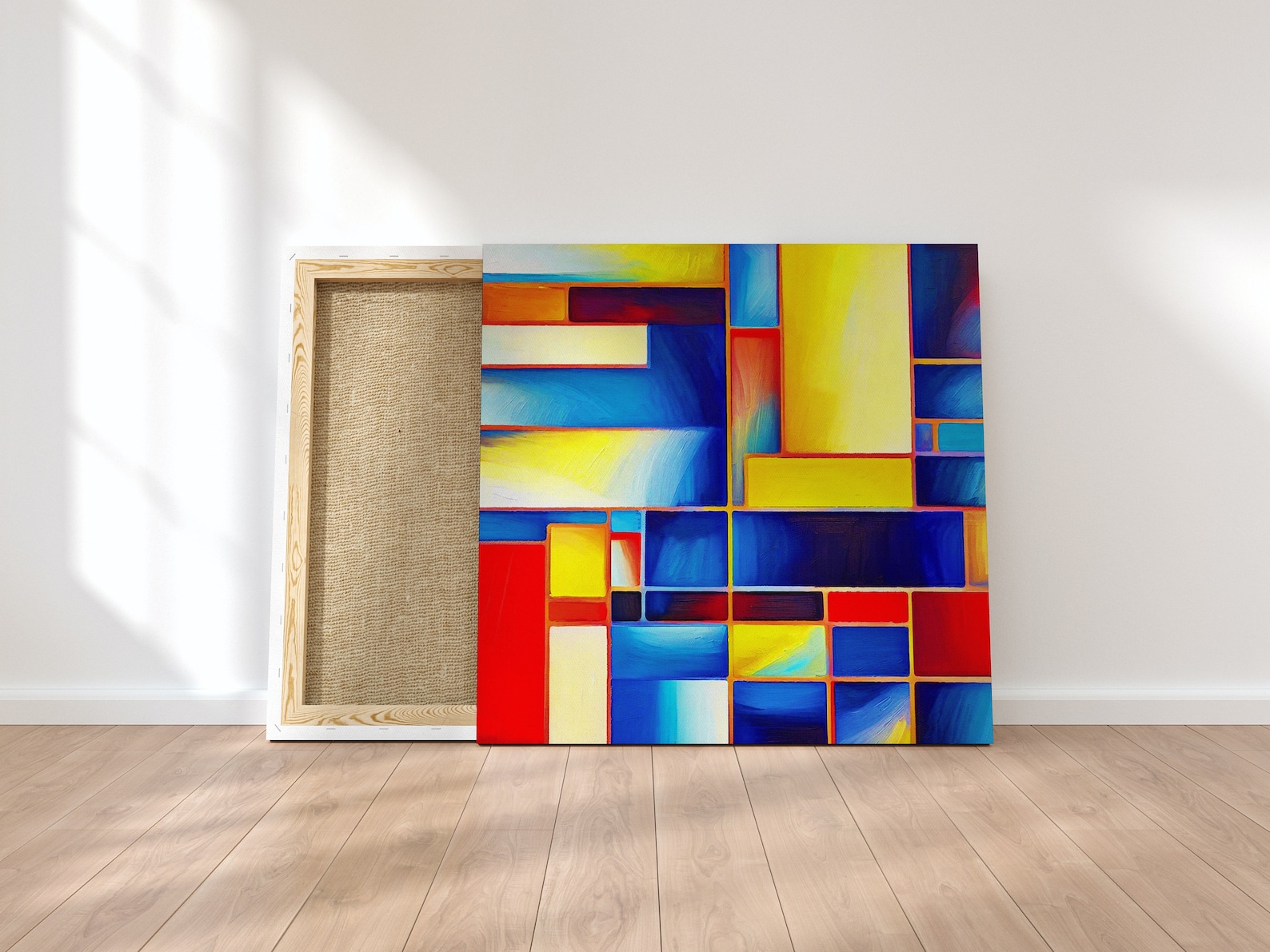 Abstract Painting, Study of Shapes, Set of 3 Wall Art, Oil on Canvas ...