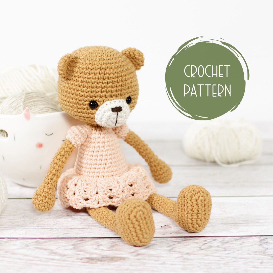 Teddy Bear Crochet Pattern Amigurumi Teddy Bear in a Dress Printable ...