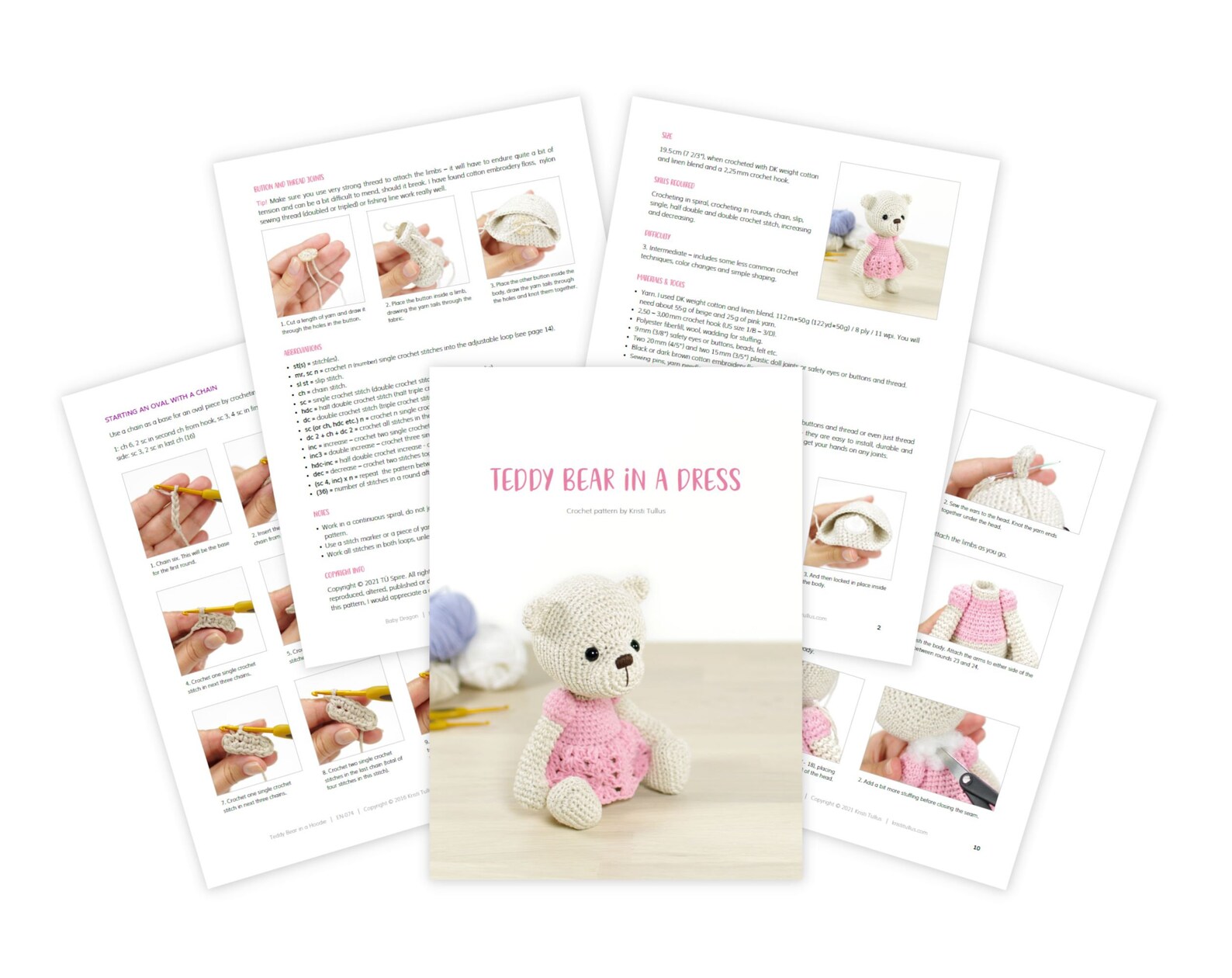 Teddy Bear Crochet Pattern Amigurumi Teddy in a Dress Amigurumi Pattern ...