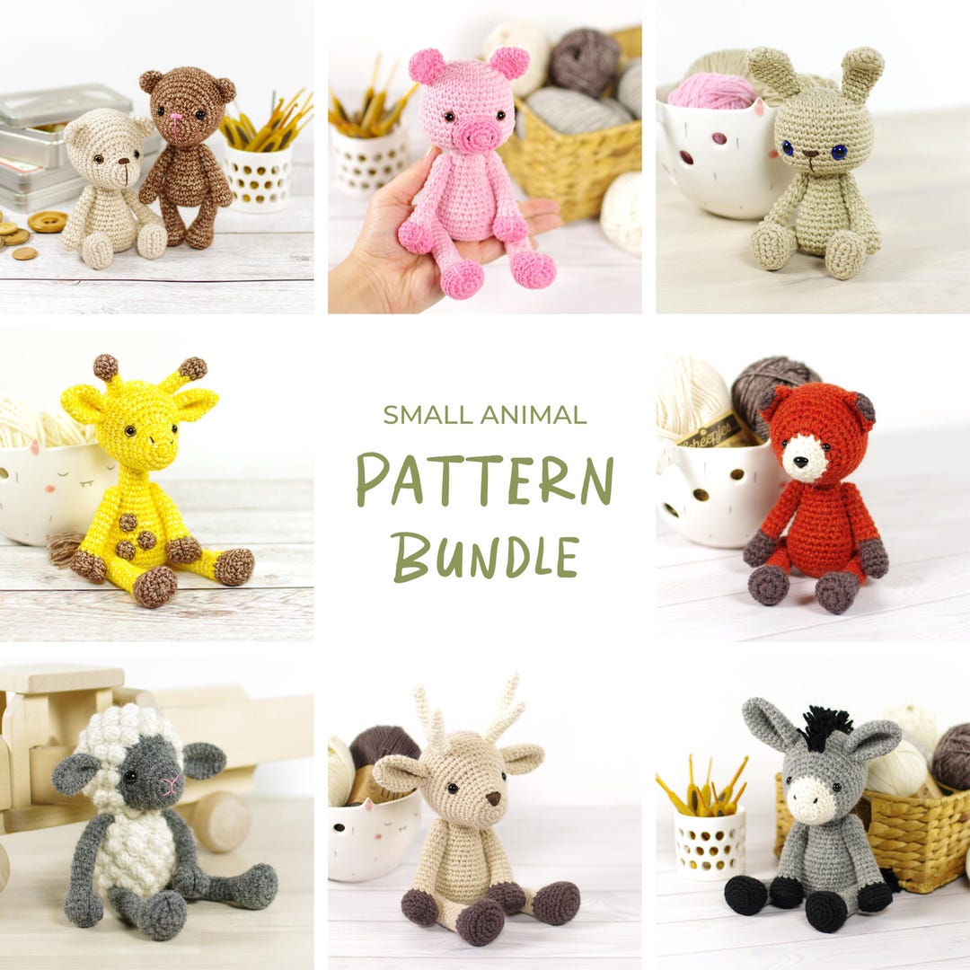 Crochet Pattern Bundle - 8 Small Amigurumi Stuffed Animal Patterns ...