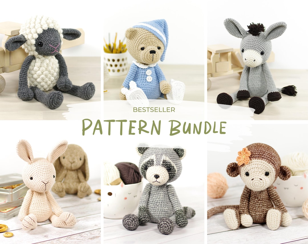 Amigurumi Crochet Pattern Bundle - Six Crocheted Animal Patterns ...