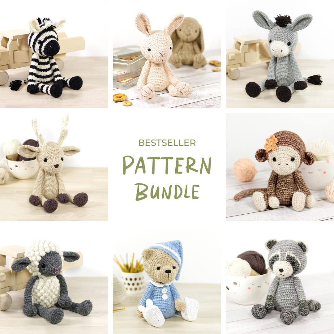 Crochet Pattern Bundle - Eight Amigurumi Stuffed Animal Patterns ...