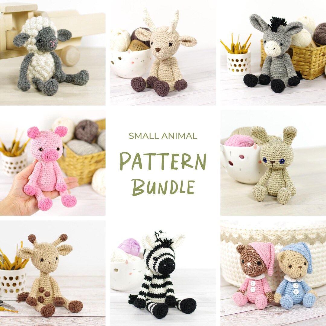 Crochet Pattern Bundle - 8 Crocheted Amigurumi Animal Patterns - Sheep ...