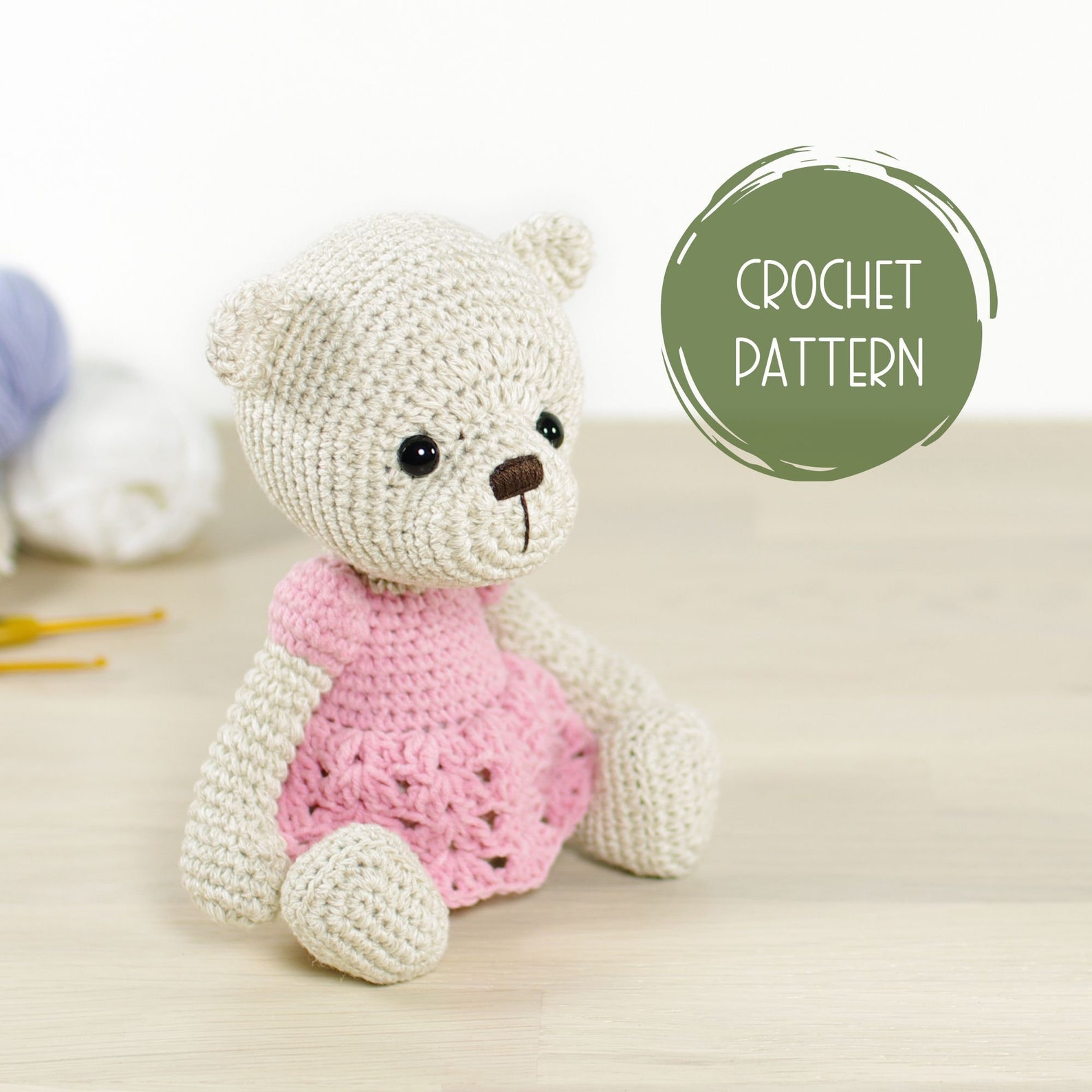 Teddy Bear Crochet Pattern Amigurumi Teddy in a Dress Amigurumi Pattern ...