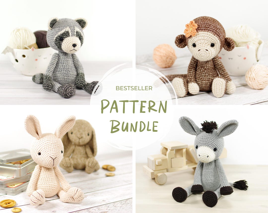 Stuffed Animal Crochet Pattern Bundle - Four Amigurumi Patterns ...
