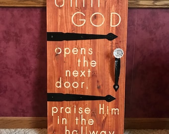 Until God Opens the Door Praise Him in the Hallway Wooden Sign Rustic ...
