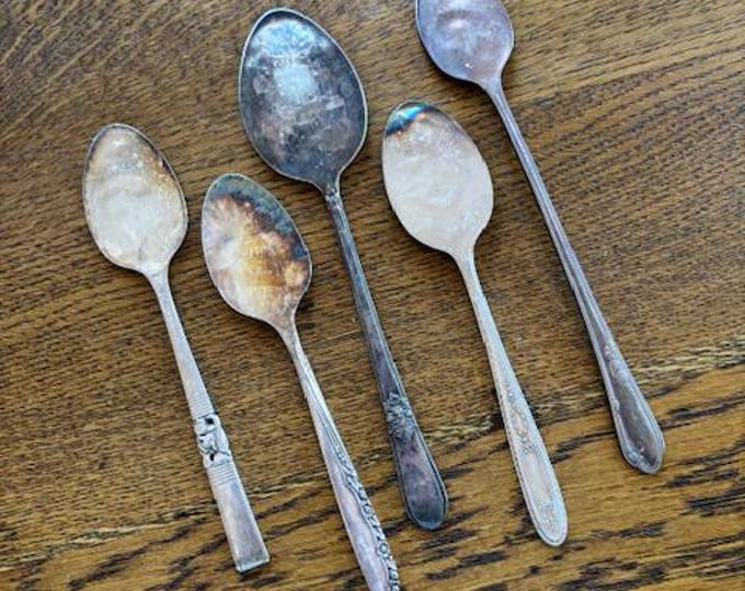 Flat Spoons for Stamping - (5) Vintage Flattened Spoons - Stamping ...