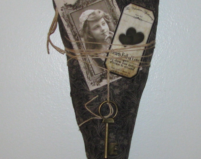 Prim Heart Made From Late 1800's Fabric Approx. 5 X 12 Inches Not ...