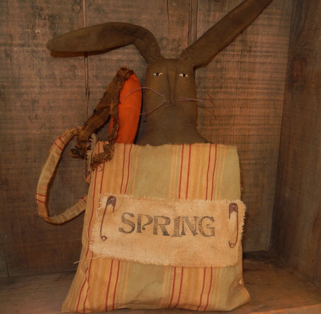 Primitive Rabbit in a Bag - Primitive Bunny With Carrot in a Bag ...