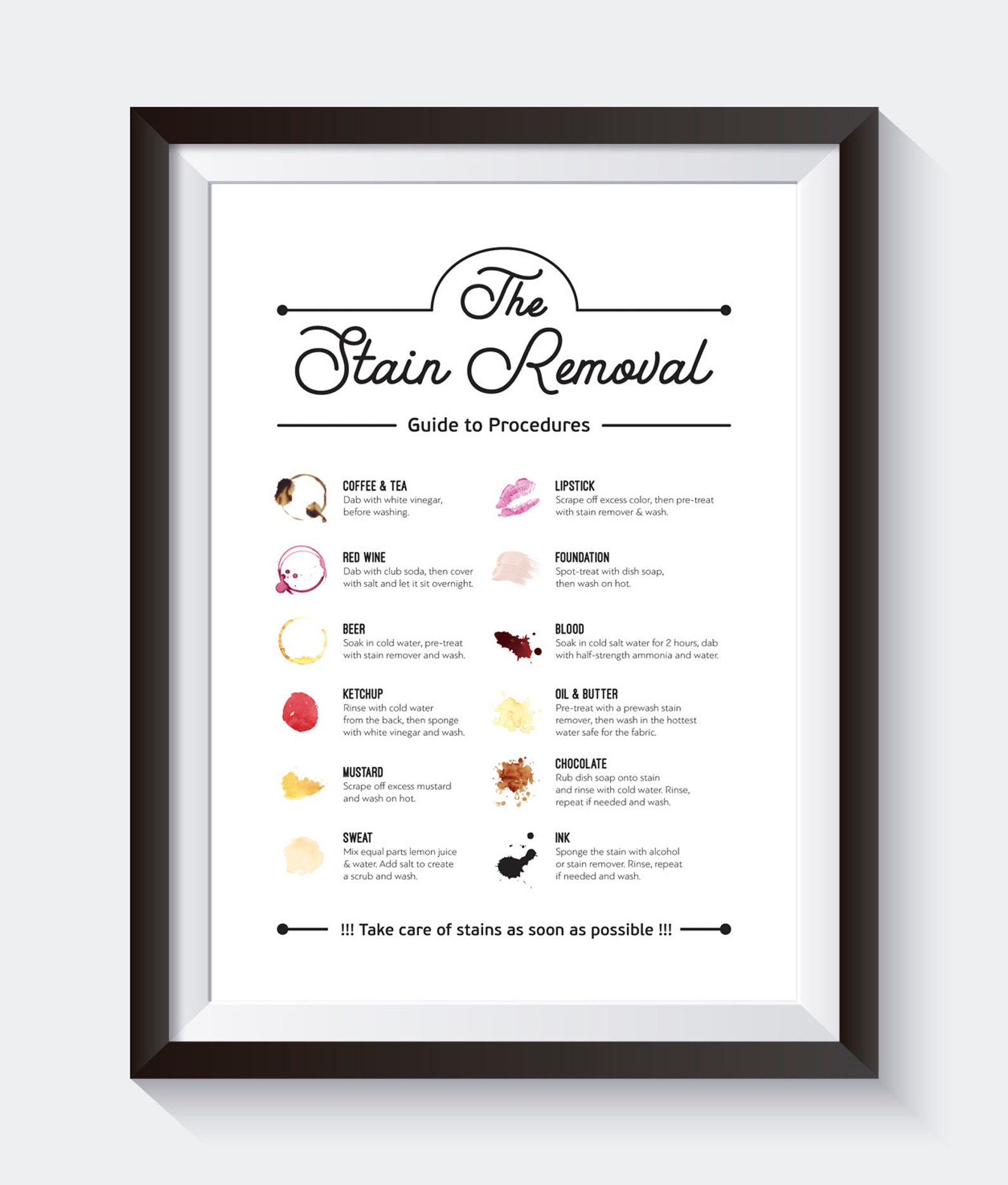 Stain Removal Guide to Procedures Laundry Room Decor Laundry Sign ...